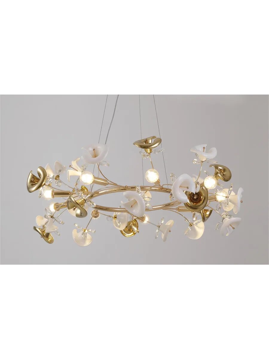 Люстра newrgy lighting 6838/9DGD, сатиновое золото, золотистый, цоколь LED, 540 Вт, свет теплый, для гостиной