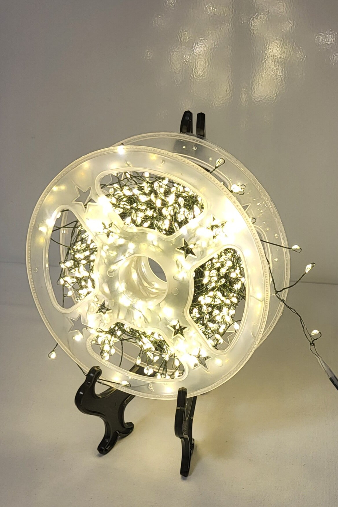 Гирлянда хвойная лапа роса мишура 30м. теплый свет, зеленый провод