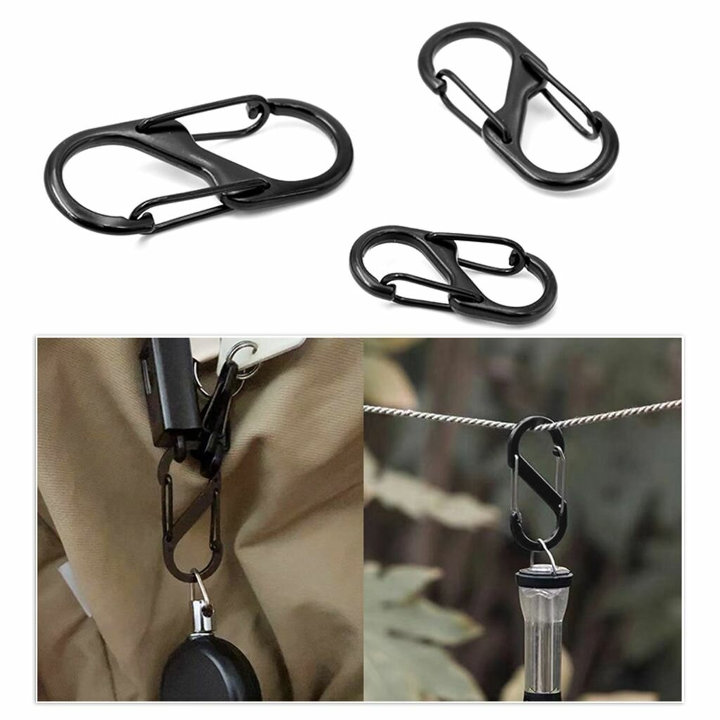 10 Шт Мини-карабинов S-образной формы с двойными зажимными крючками для кемпинга, рыбалки и пеших прогулок