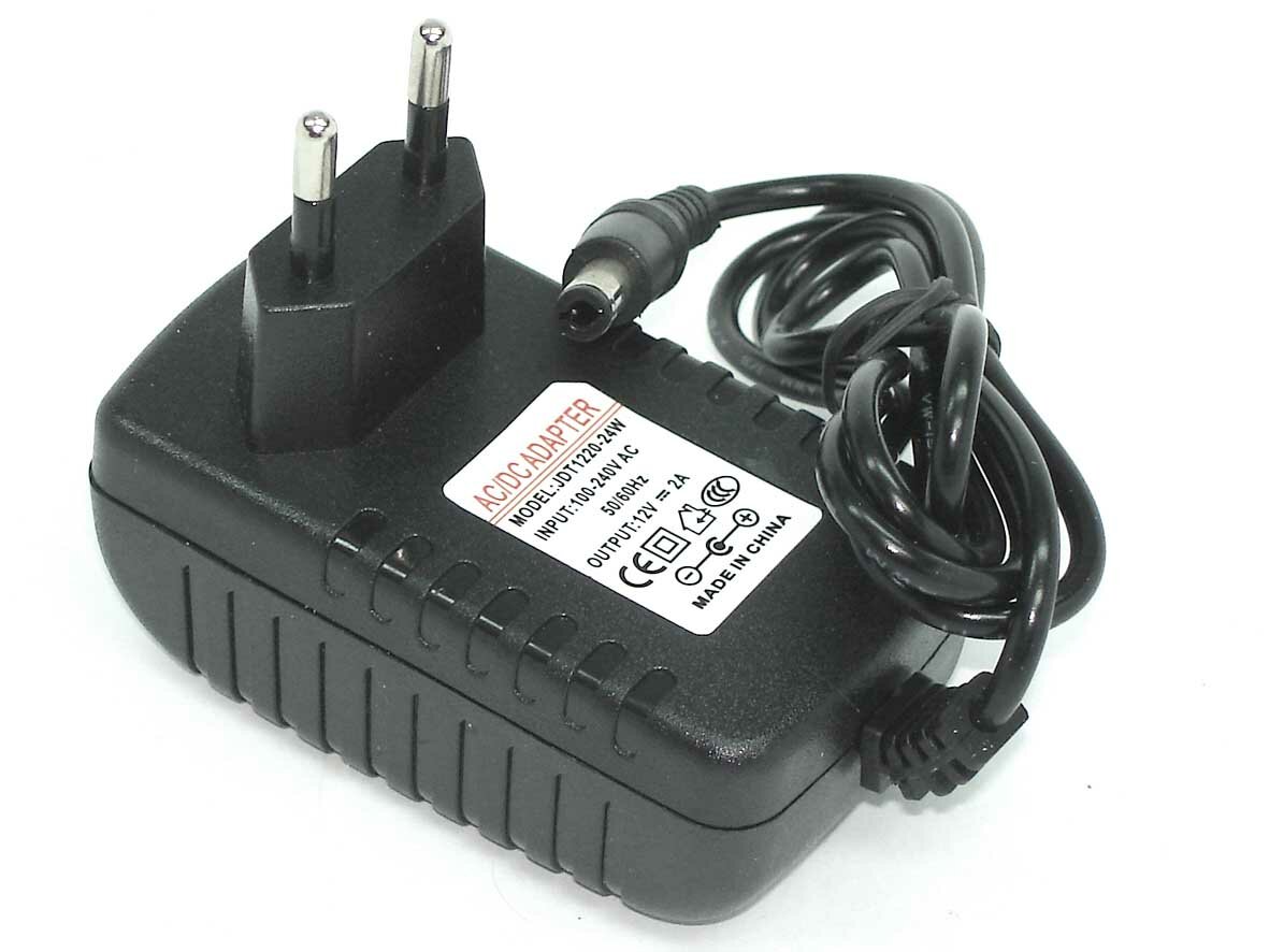 Блок питания 12V 2A 24W 5.5x2.5 (FB-1220) для роутеров, видеорегистраторов, светодиодных лент, тв-приставок, черный