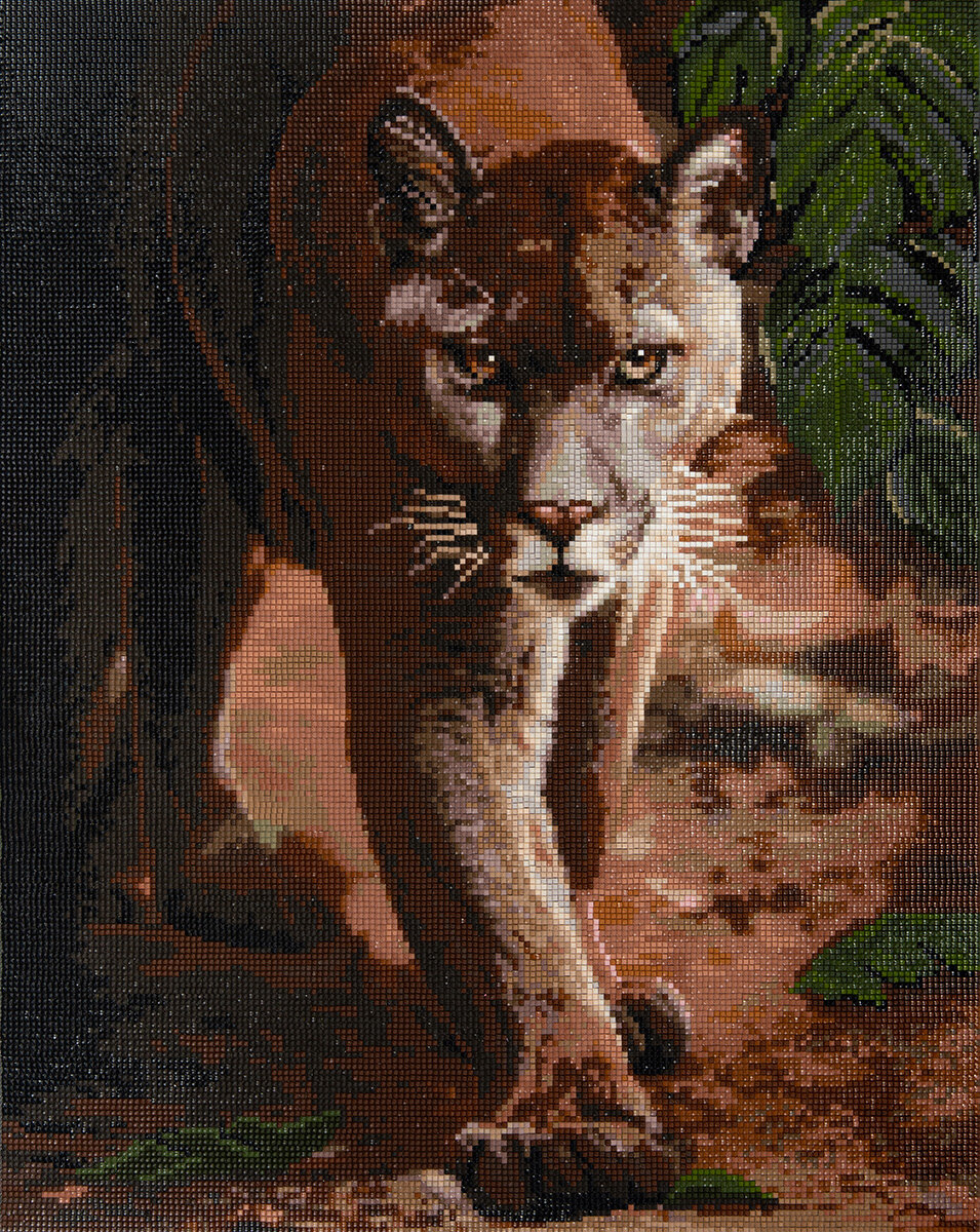 Фрея ALPD-132-IF28 кристальная алмазная мозаика на подрамнике Пума 40 х 50 см с четким рисунком