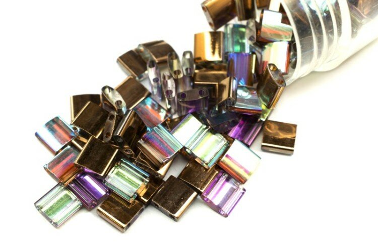 Бисер японский MIYUKI TILA #55020 Crystal Copper Rainbow, радужный прозрачный, 5 грамм