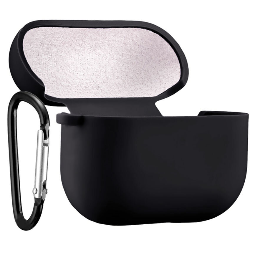 Силиконовый чехол с карабином для Apple AirPods 4 черный