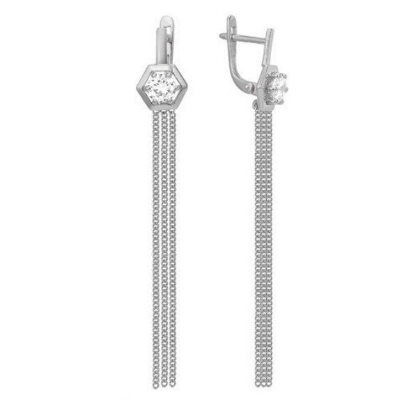 Серьги, серебро, 925 проба, фианит