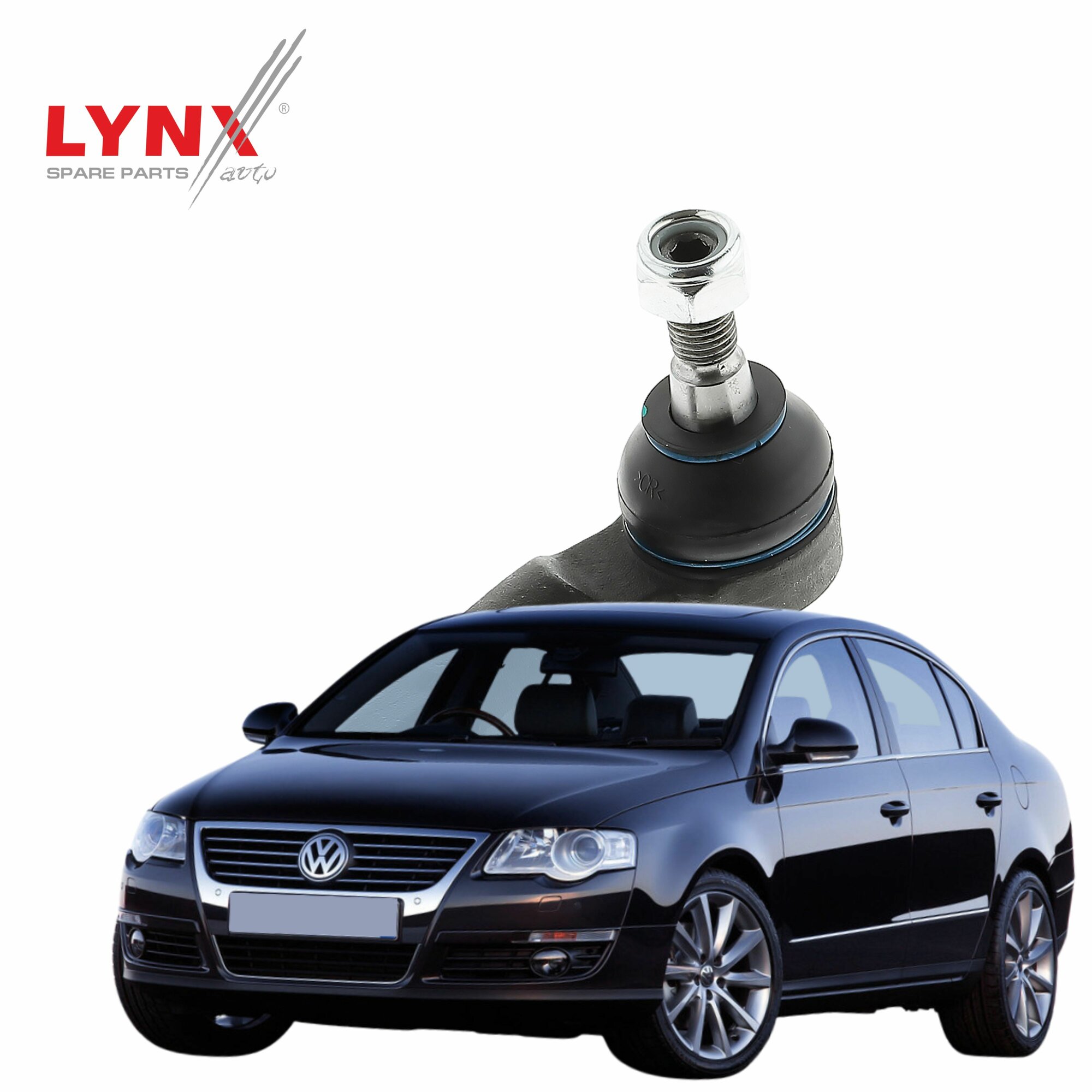 Наконечник рулевой Volkswagen Passat B6 (6) / Фольксваген Пассат 2005 2006 2007 2008 2009 2010 / левый, 1шт, LYNXauto