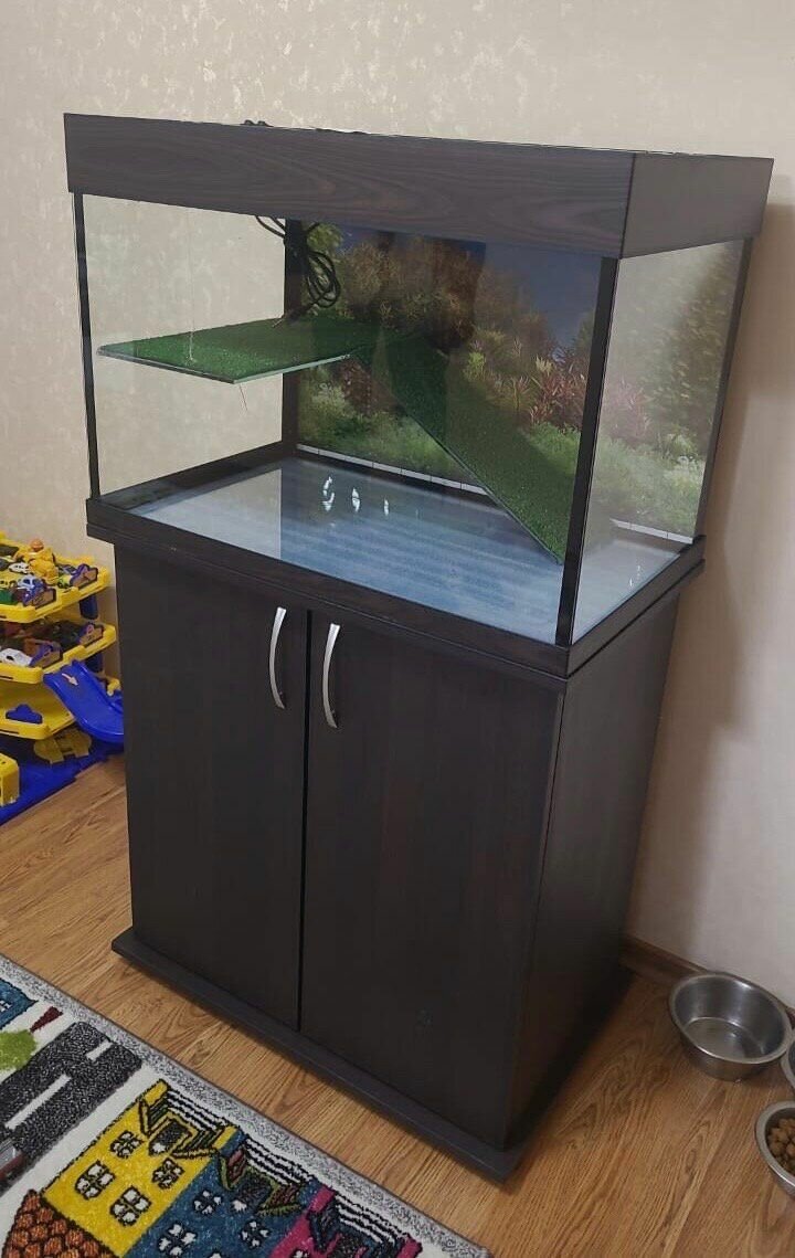 Аквариум 70 литров для красноухой черепахи АквариумБест террариум с тумбой, Венге (61х31х46 см)