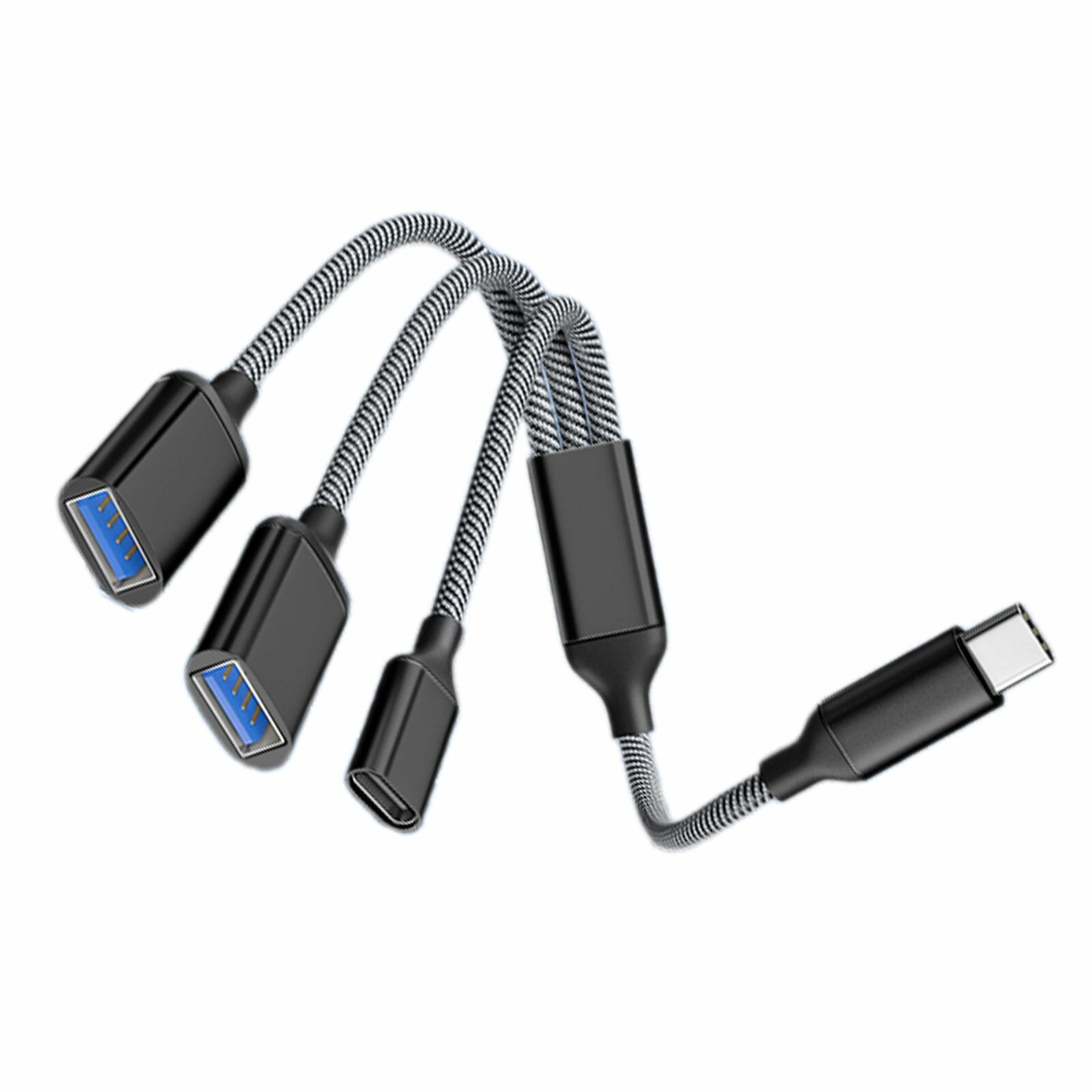 Кабель-адаптер MyPads для быстрой зарядки 60 Вт, Type C до 2 USB TypeC, конвертер 3 в 1