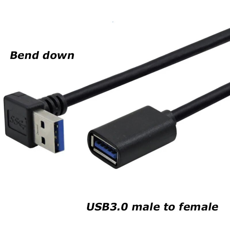 USB 3.0 угловой переходник male-female Bend down