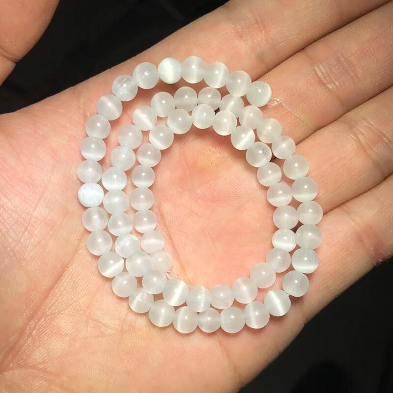 Бусины JHNBY белый кошачий глаз опал 4/6/8/10/12 мм 6mm 63pcs