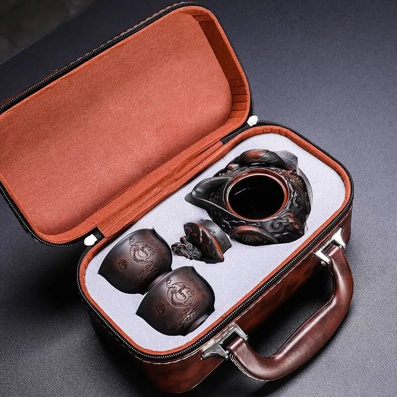 Китайский керамический чайный набор с драконом Gift box