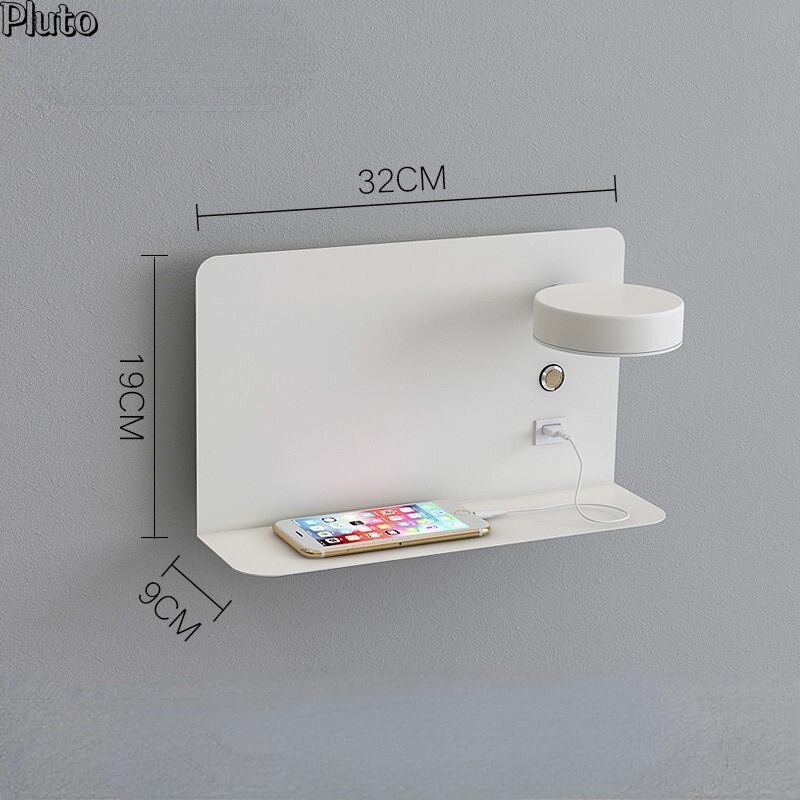 Бра с кнопочным выключателем и USB-портом для зарядки, Настенный светильник