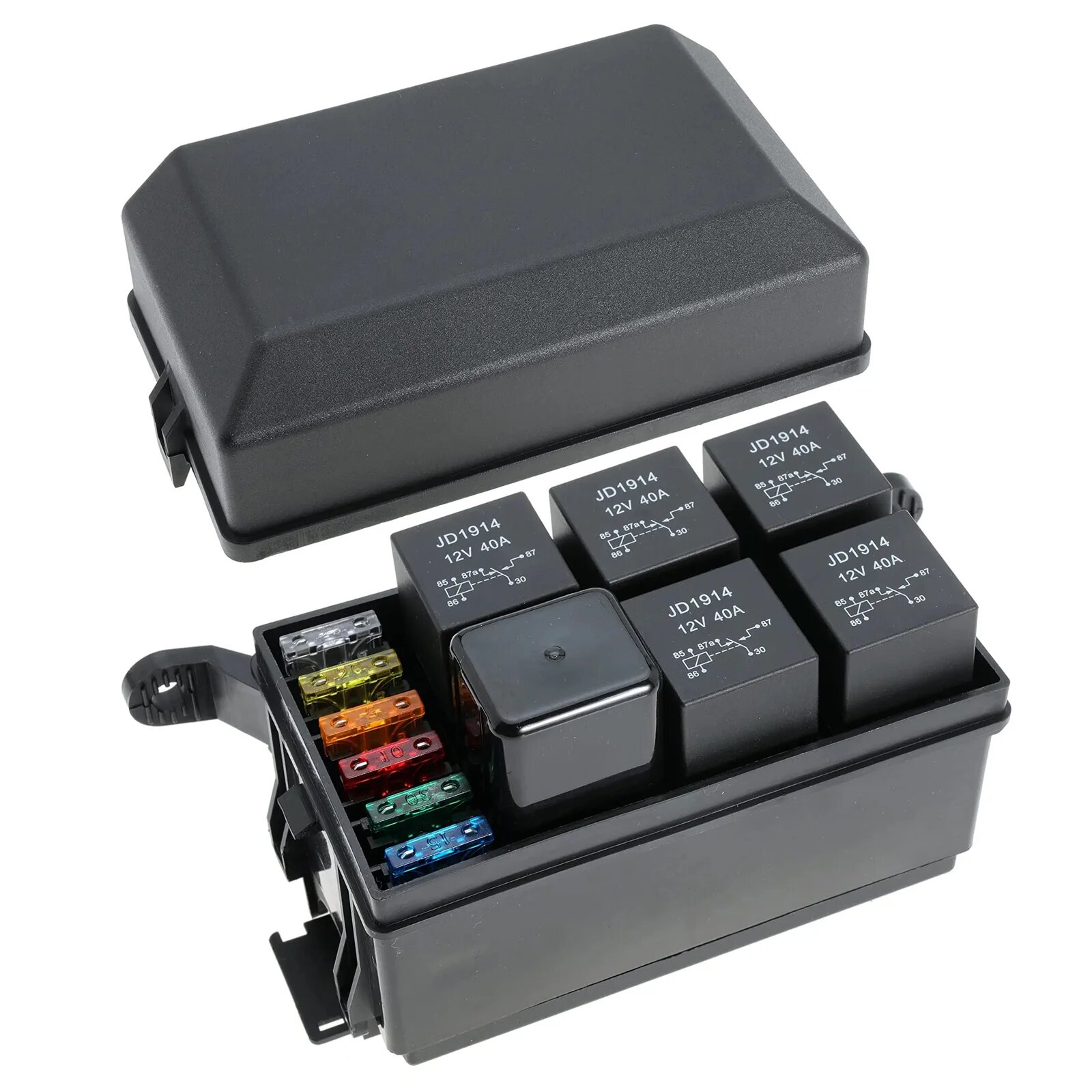 Блок реле 12 В, 6 слотов, 6-контактный блок реле ATC/ATO Блок предохранителей с реле, универсальный водонепроницаемый комплект для автомобиля, грузовика Without line
