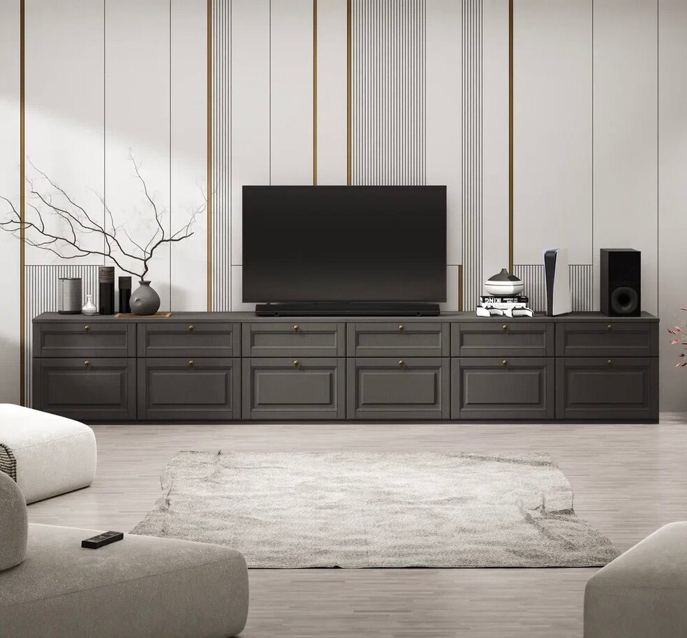 Тв тумба Престиж. 3.6 метра. Графит