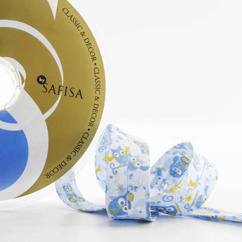 Косая бейка SAFISA "Совы", с рисунком, 20 мм, 20 м, цвет 01