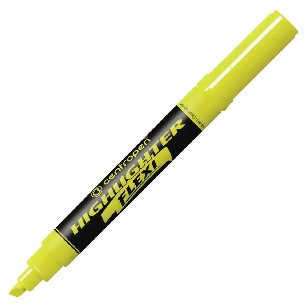 Текстовыделители Centropen "Highlighter Flexi", Super-flexible tip, 1-5 мм, желтые, 10 шт (8542/1)