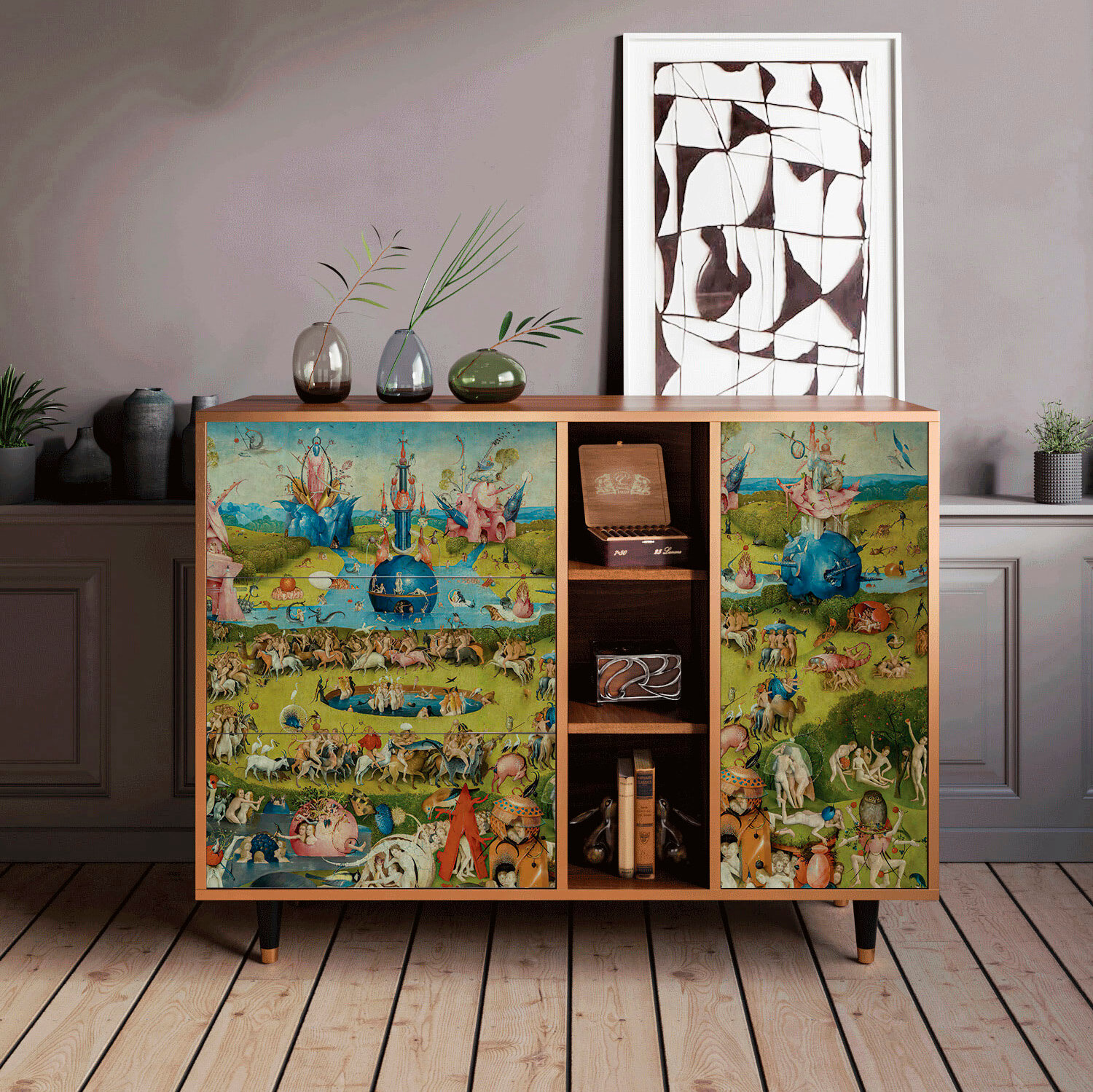 Комод - STORYZ - BS2 The Garden by Hieronymus Bosch, Разер - 125 x 97 x 48 см , Цвет корпуса - Орех