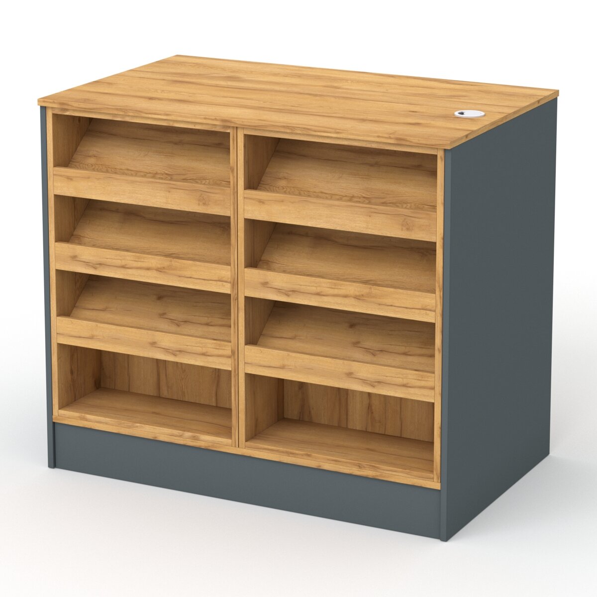 Кассовый стол "ривьера" №1Е, Темно-серый и Дуб Золотистый. Производитель товара - компания Westcom.