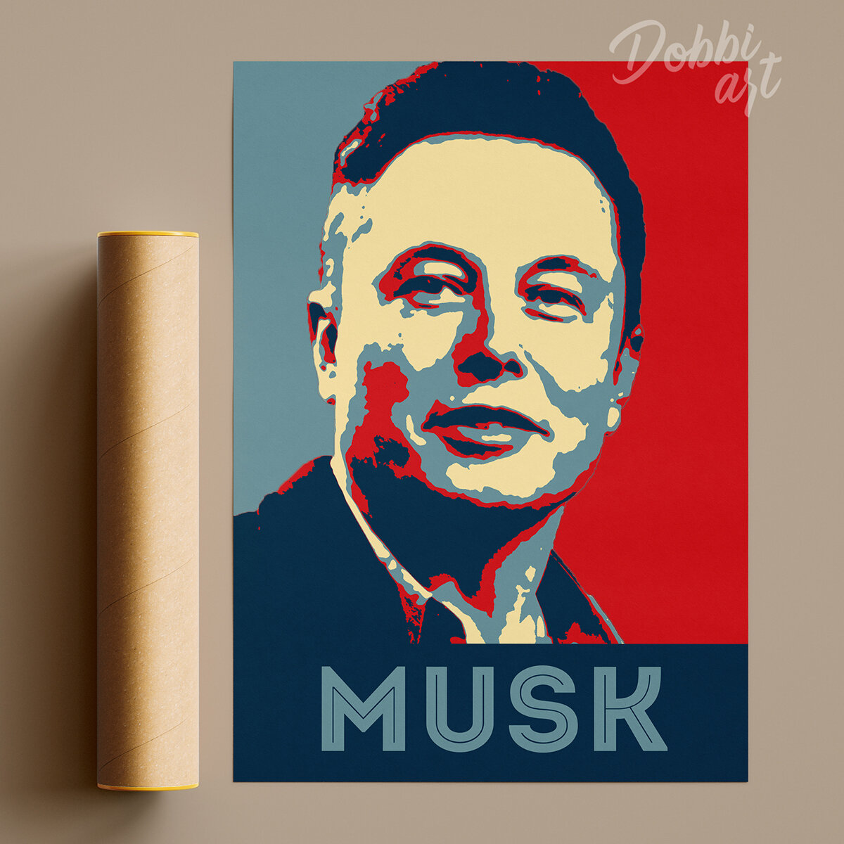 Постер Илон Маск 60х80 см/ Портреты известных людей/ Подарок предпринимателю/ Постер плакат для мотивации/ Стильный современный постер плакат Тесла/ Портрет Hope надежда/ Декор стен дома, офиса/ Подарок мужчине