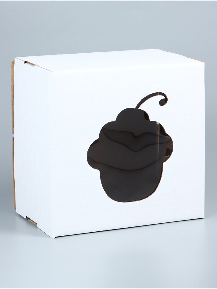 Коробка под торт с окном, «Пироженка», с усиленным дном, белая, 30×30×19 см