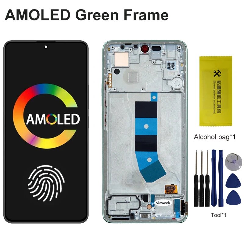 Экран Super Amoled для Redmi Note 13 4G, ЖК-дисплей, цифровой сенсорный экран с AMOLED Green Frame