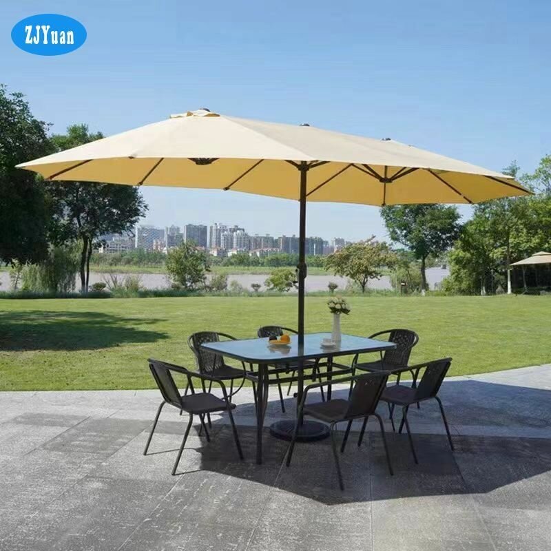 Складной зонт 455х270см - прямоугольный, водоотталкивающий, крепление, для дачи/пляжа/рыбалки