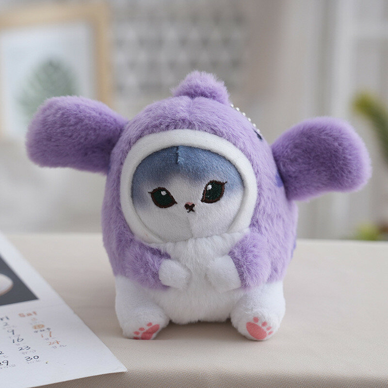 Милый кот мягкая игрушка с экологичным материалом для детей и карманный декор фиолетовый