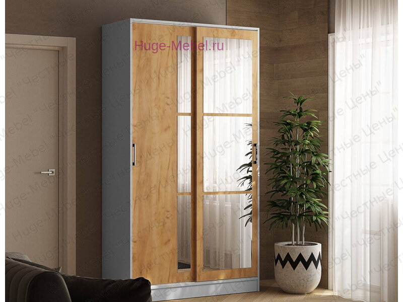 Шкаф-купе "Стиль-2 1200" крафт Huge Mebel . Ширина 1200 Высота 2200. Шкафы купе