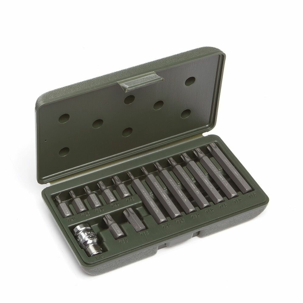 Набор вставок TORX 3/8" (Т20, Т25, Т30, Т40, Т45, Т50, Т55) L- 30мм и 75мм 15 шт арт 626295 дело техники