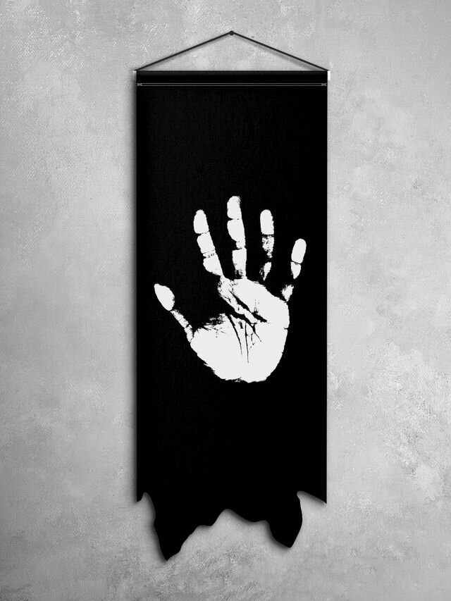 Вертикальный флаг с рваным краем Изенгард Властелин колец, 50х120 см, шёлк