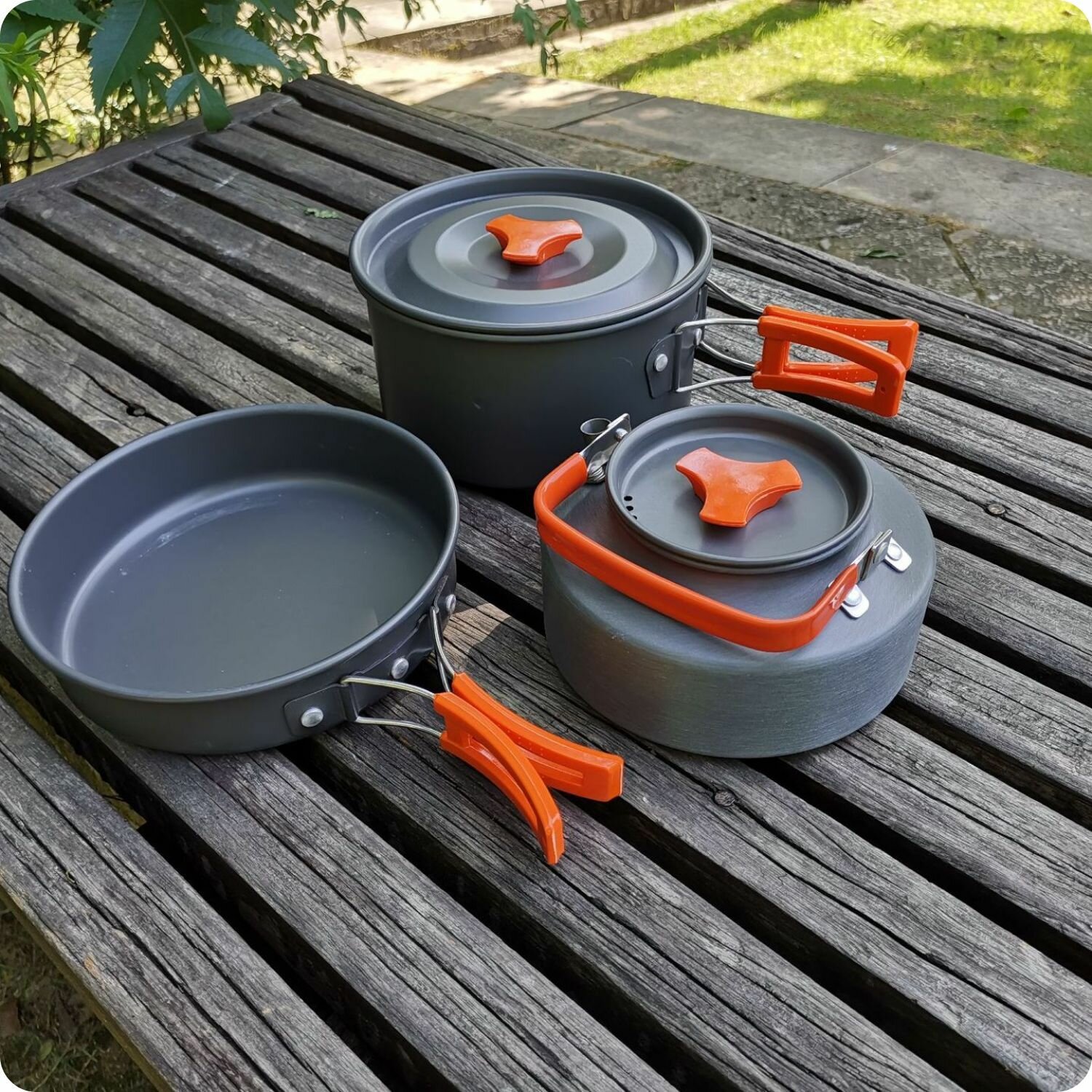 Набор походной посуды, анодированный алюминий, серый/оранжевый, 3,4 л