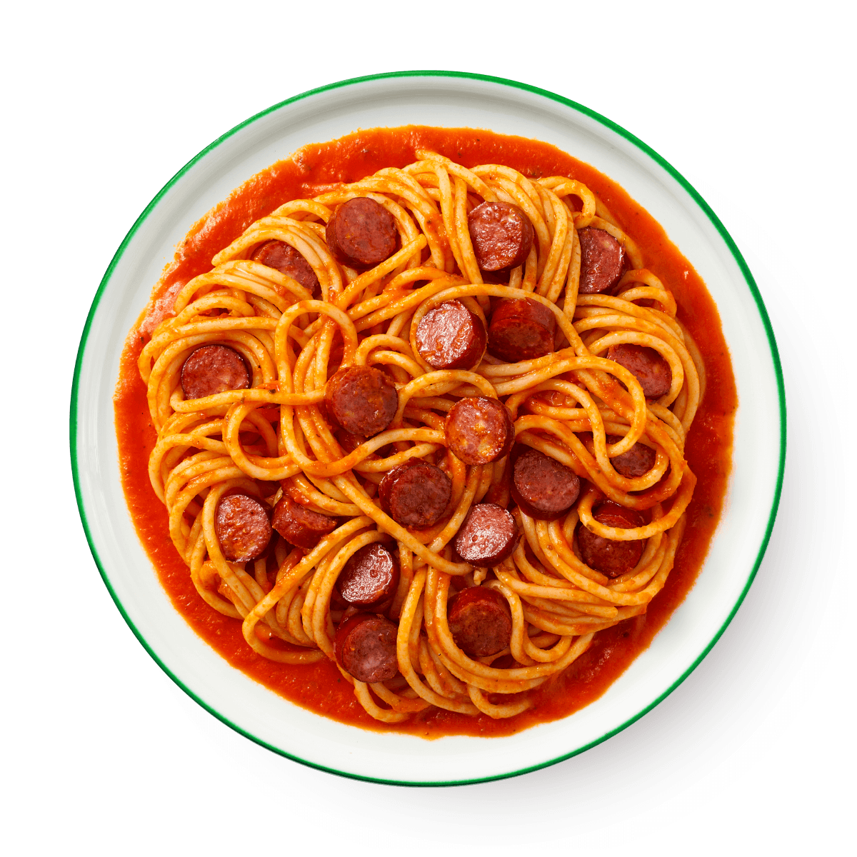 Спагетти Piu Piu "Диабло", с колбасками, в томатном соусе, 250 г