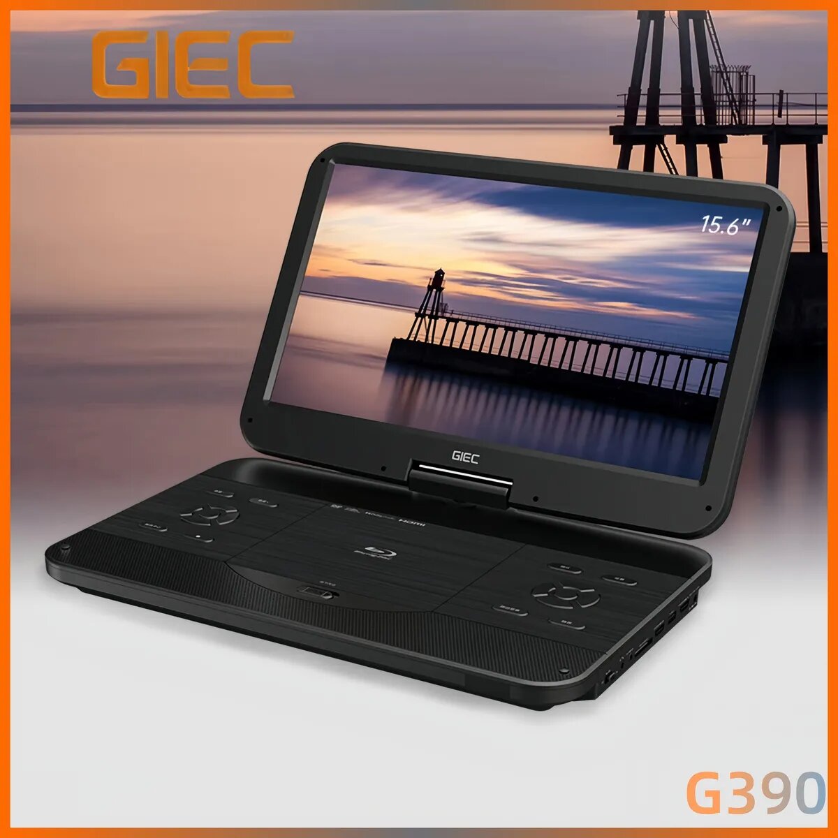 Новый домашний портативный dvd плеер GIEC G390 blu-ray-плеер 15.6-дюймовый экран DVD