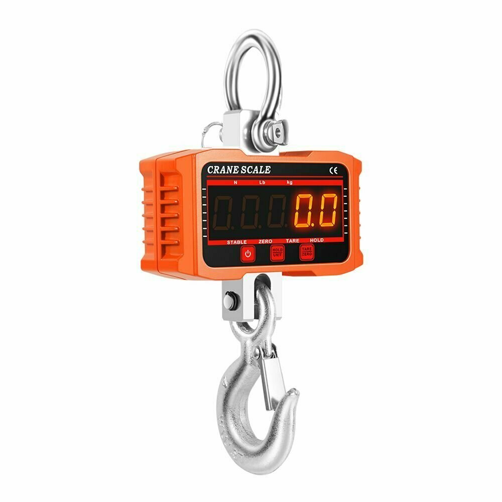 Высокоточные подвесные крановые весы с цифровым дисплеем 1000 кг, оранжевый английский + пульт дистанционного управления