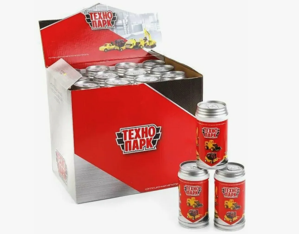 Машинка коллекционная в банке "Строительный транспорт" Технопарк, 7.5 см