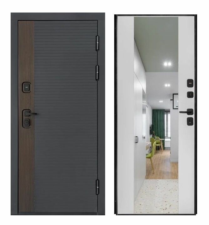 Входная дверь Комфорт -32 зеркало, 960х2050 левая наружу