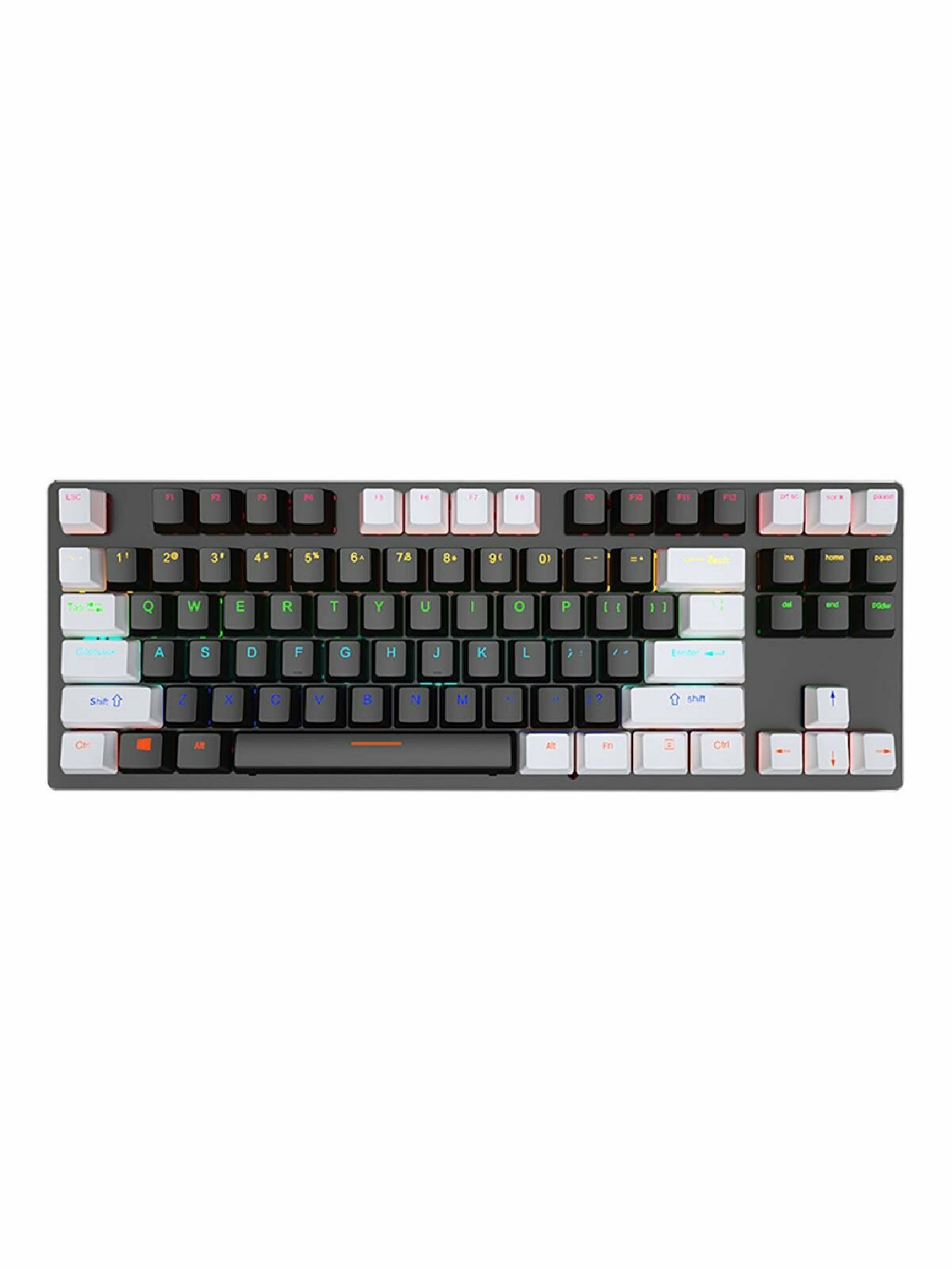 K550 Mechanical Gaming Keyboard 87 Keys RGB LED Rainbow Backlit Wired Keyboard for w/ Green/Red Switches for Windows Gam