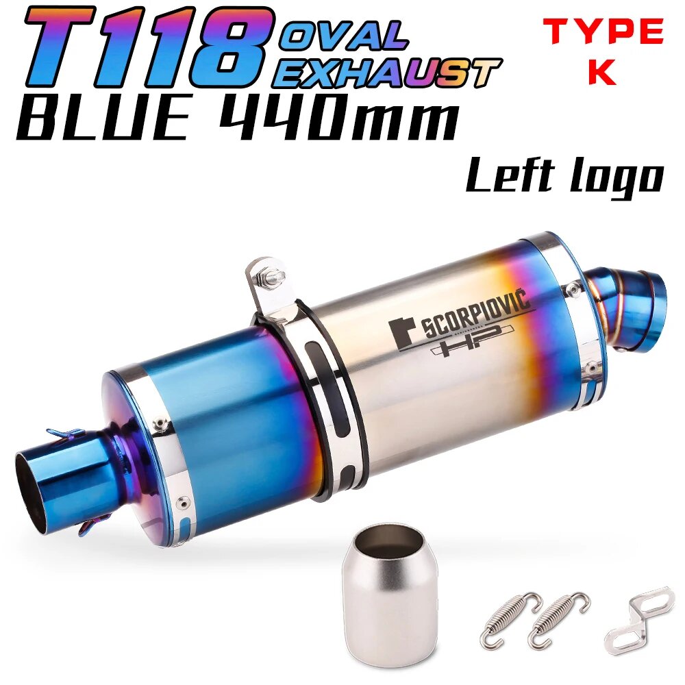 Универсальный мотоциклетный глушитель с левой и правой стороны Escape Moto с Синий, blue 440mm left