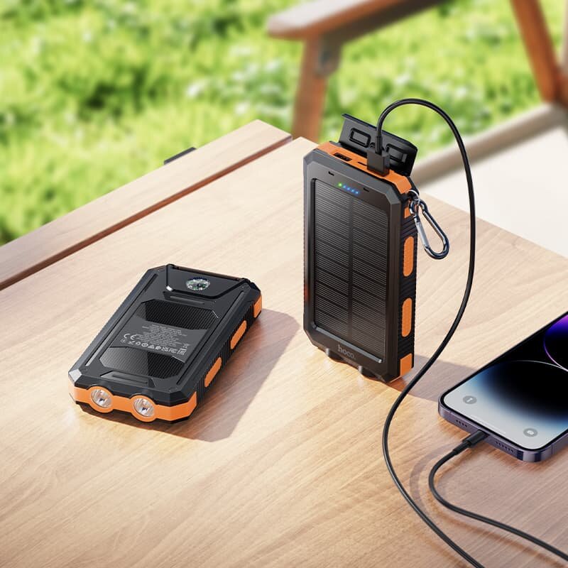 Внешний аккумулятор HOCO J164, 8000 mAh, солнечная панель, фонарик