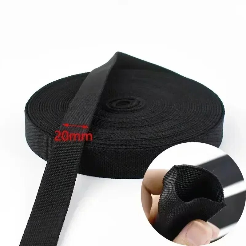 2-10 метров 20-50 мм полые нейлоновые ленты, ремень для сумки, двухслойные ленты, черные трубчатые ленты, рюкзак «сделай сам», швейные аксессуары
