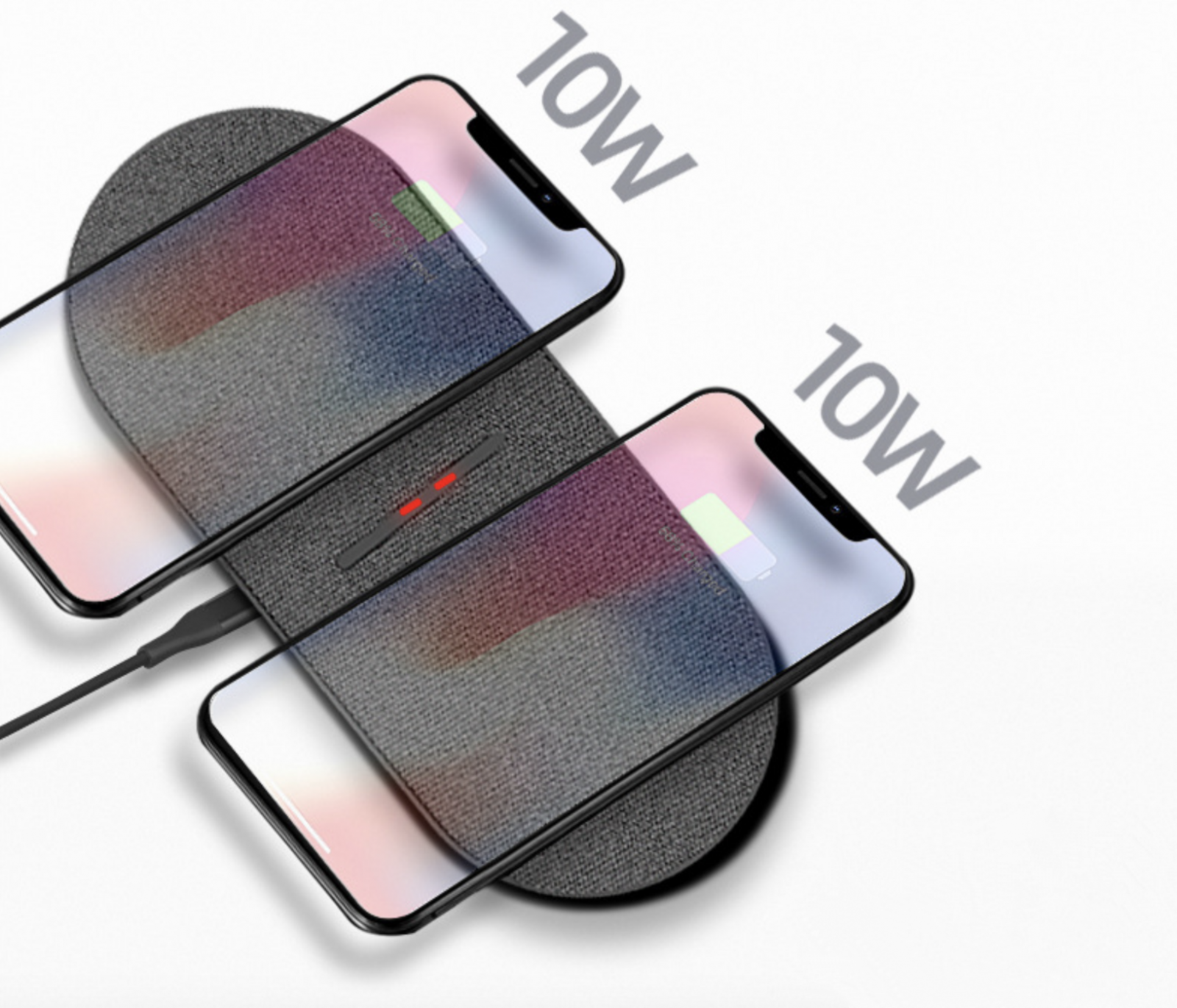 Беспроводное зарядное устройство 2 в 1 MyPads A155-870 для двух телефонов с тканевой поверхностью и быстрой зарядкой