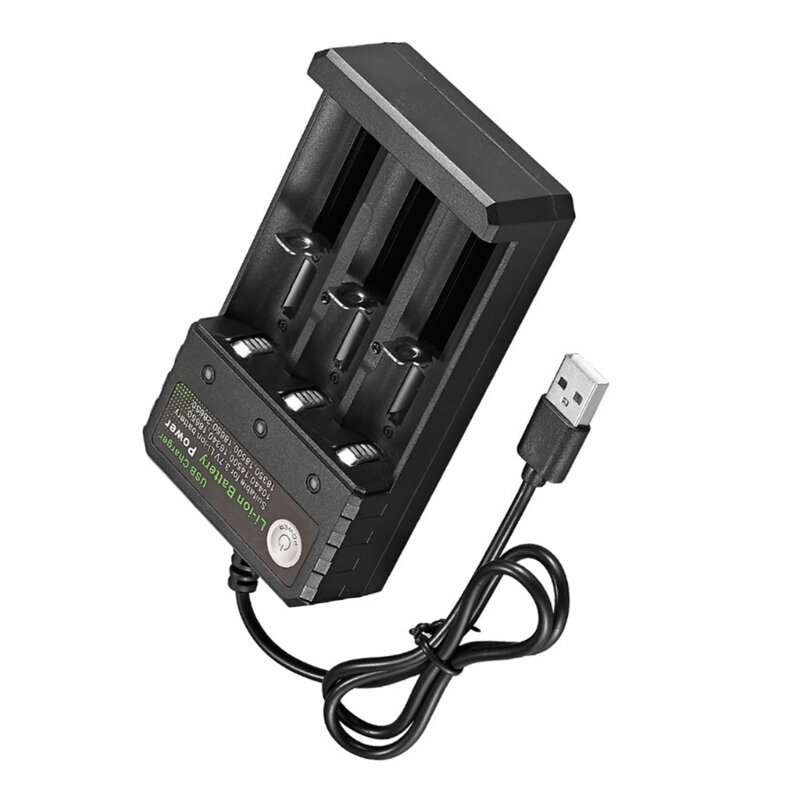 Трехслотовое Зарядное Устройство 18650 для 18650 18500 14500 16650 Литиевых Аккумуляторов со Светодиодным Индикатором и USB-Блоком Питания