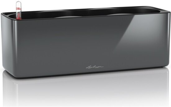 Кашпо Lechuza CUBE Glossy Triple антрацитовый блестящий, с системой автополива