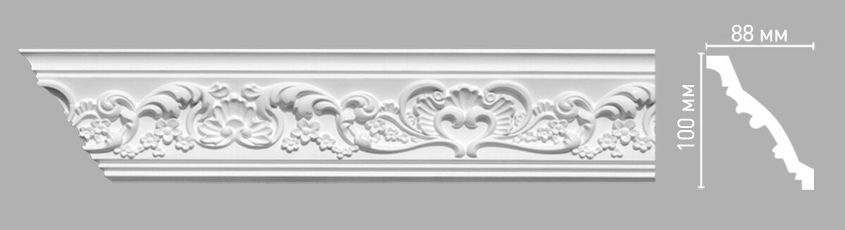 Плинтус Потолочный с Рисунком Decomaster 95786 В100х88хД2400 / Декомастер.