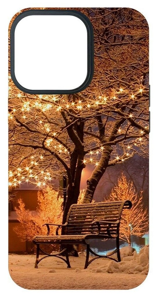 Чехол-накладка Krutoff Софт Кейс Зимний парк для iPhone 13 Pro черный