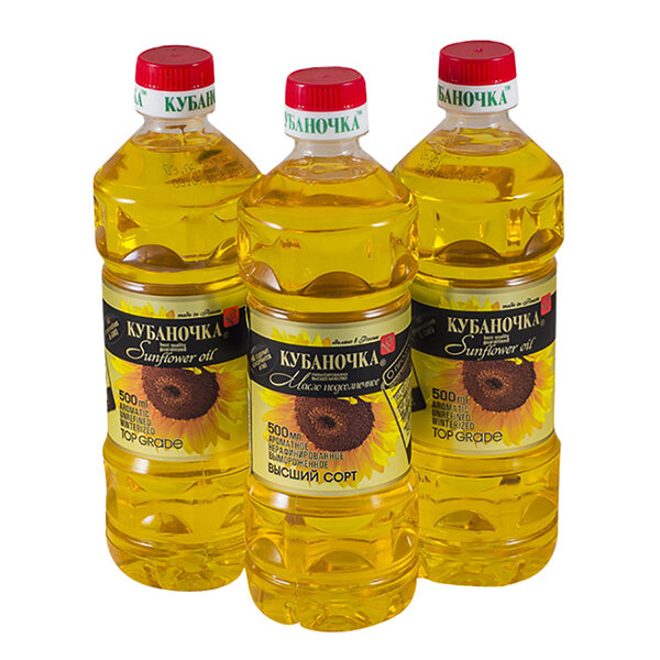 Кубаночка Масло подсолнечное нерафинированное, 500 мл, 3 шт.