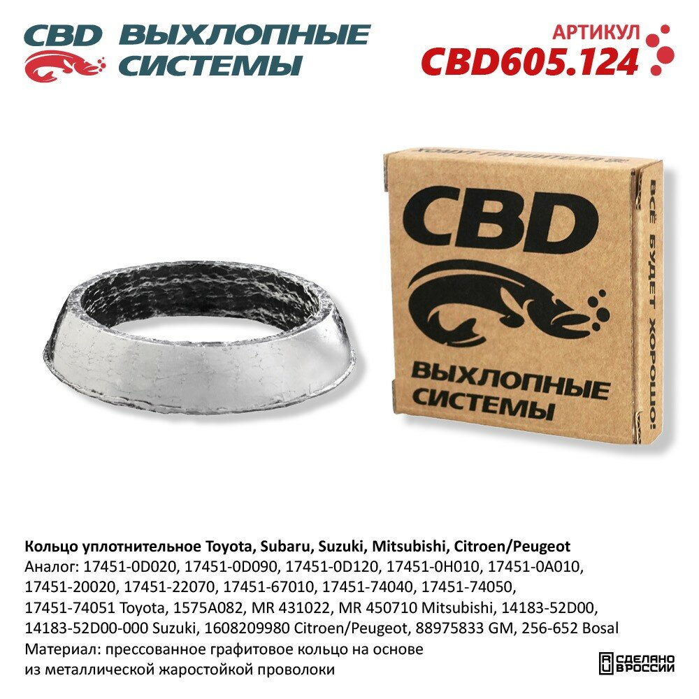 Кольцо уплотнительное Toyota, Subaru, Suzuki, Mitsubishi, Citroen/Peugeot. CBD605.124