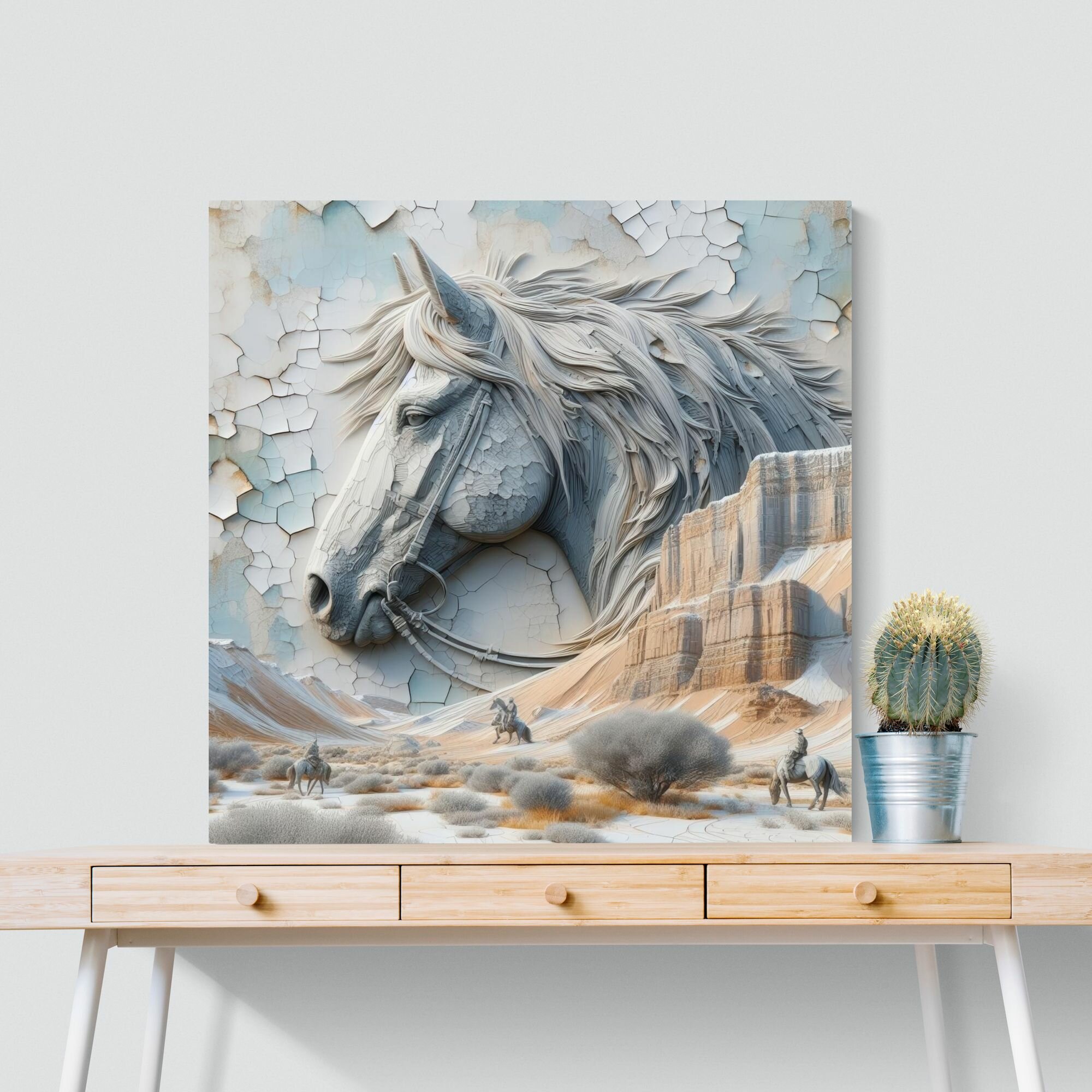 Картина для интерьера на холсте "Белая лошадь" 50х50 см