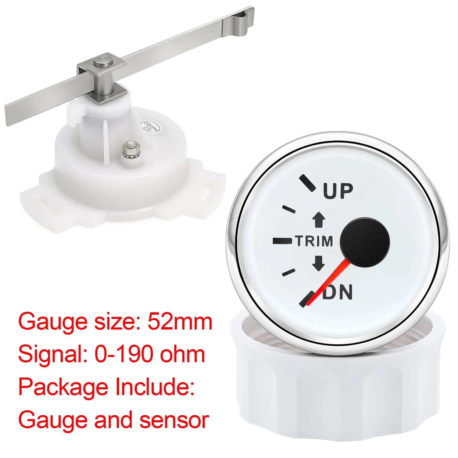 2 "52 Мм Морской Датчик 0-190 Ом Водонепроницаемый Спидометр С Инклинометром Красный WS Left