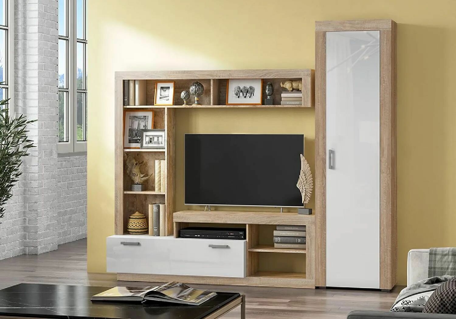 Гостиная Ангара вариант 1 Белый/Сонома