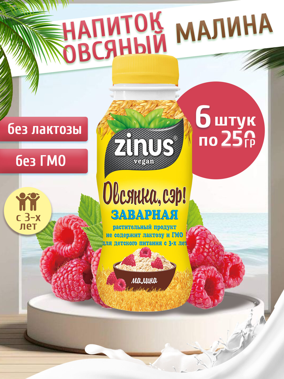 Напиток овсяный заварной "Овсянка, сэр!" малина, 250 гр (6 шт. в наборе)